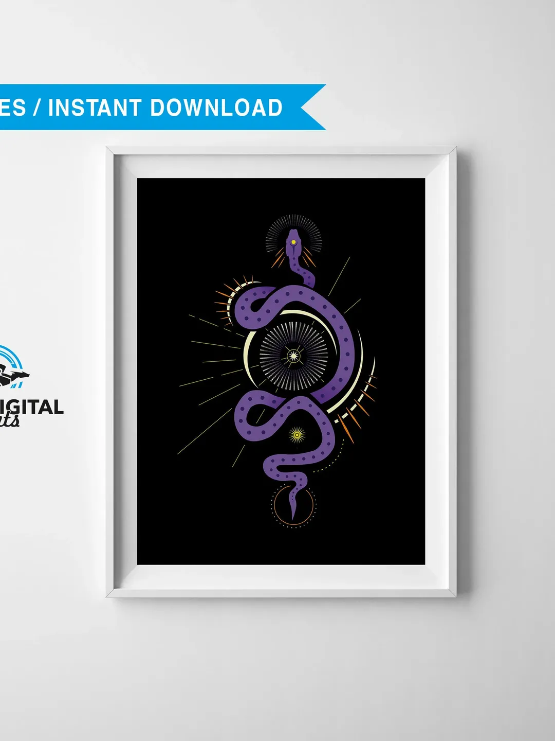 Purple Space Snake [Black Style | Space Print | Modern Art | Minimalist ...