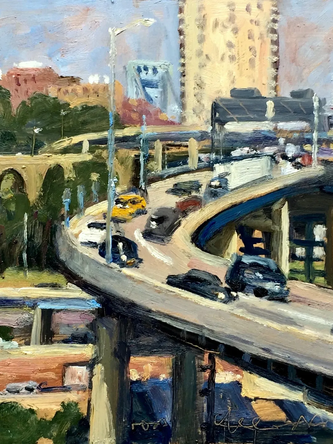 Original NYC Cityscape Painting -Harlem River Bridges/Summer- 9x12 Oil ...