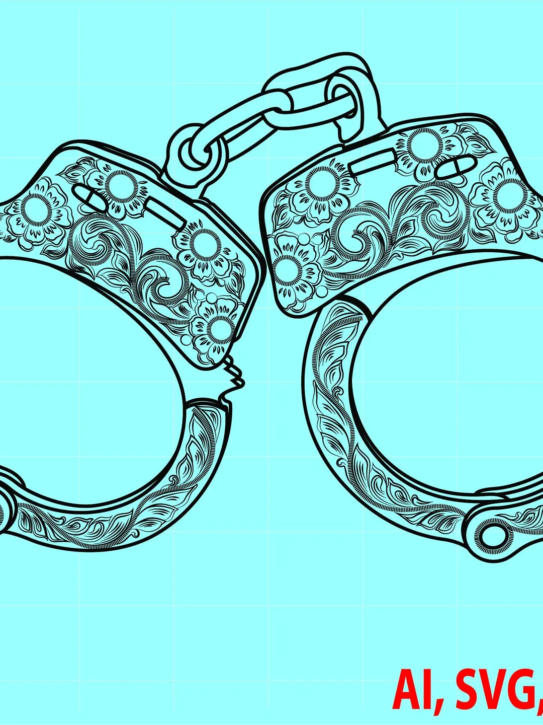 Handcuffs Scroll Design Custom, Ai, Vector, SVG, DXF, PNG, Digital