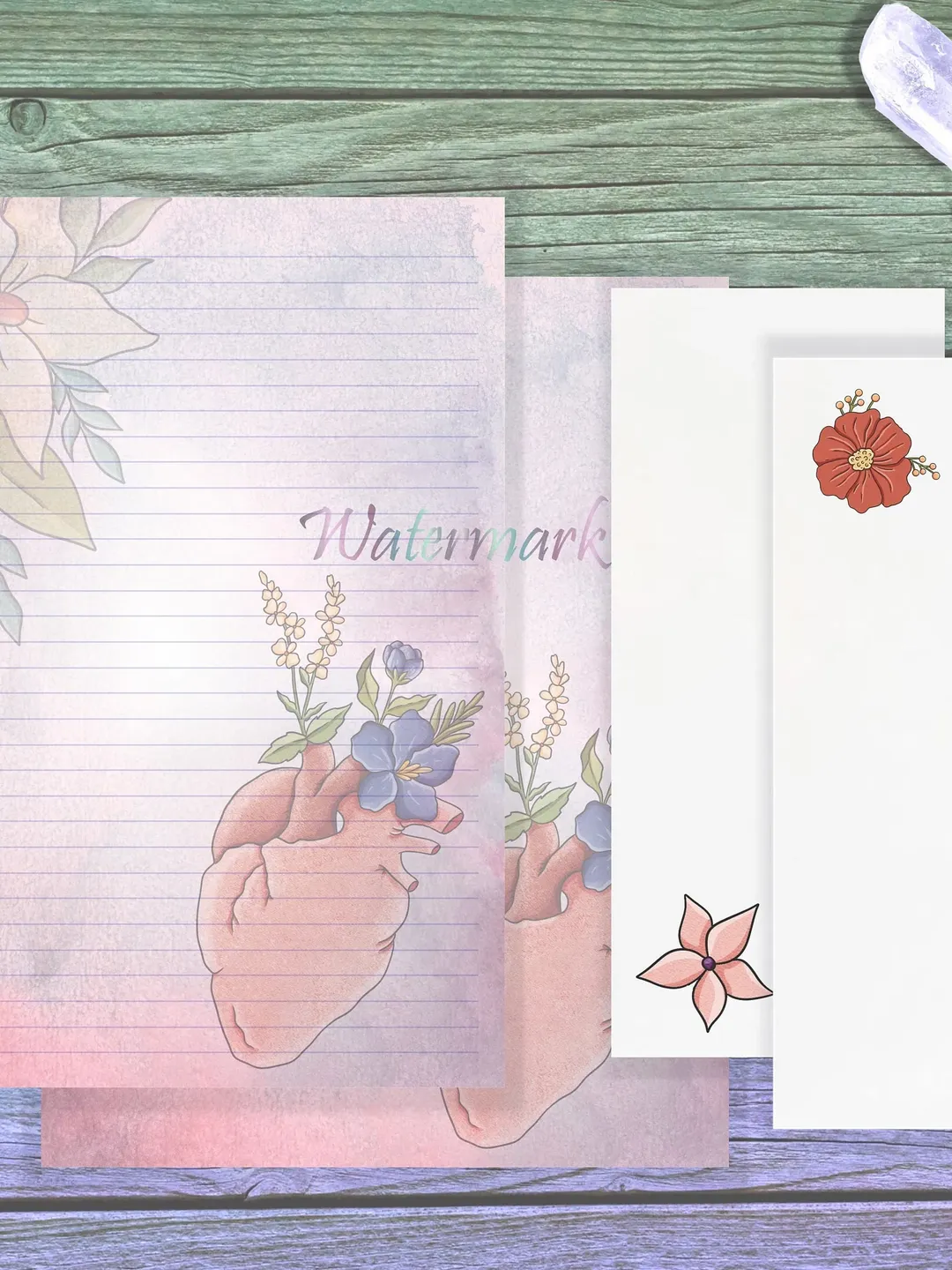 Floral Heart Stationery Set | Flower Heart Writing Paper | Gothic ...