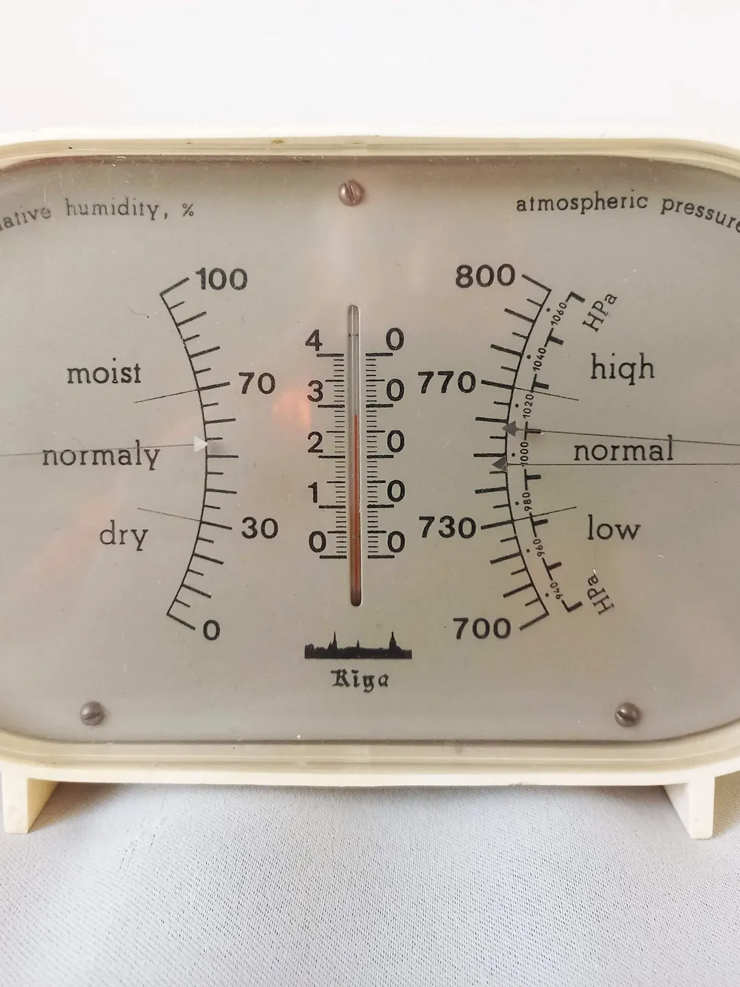 Barometer Hygrometer Thermometer Riga USSR Vintage Device Three in One
