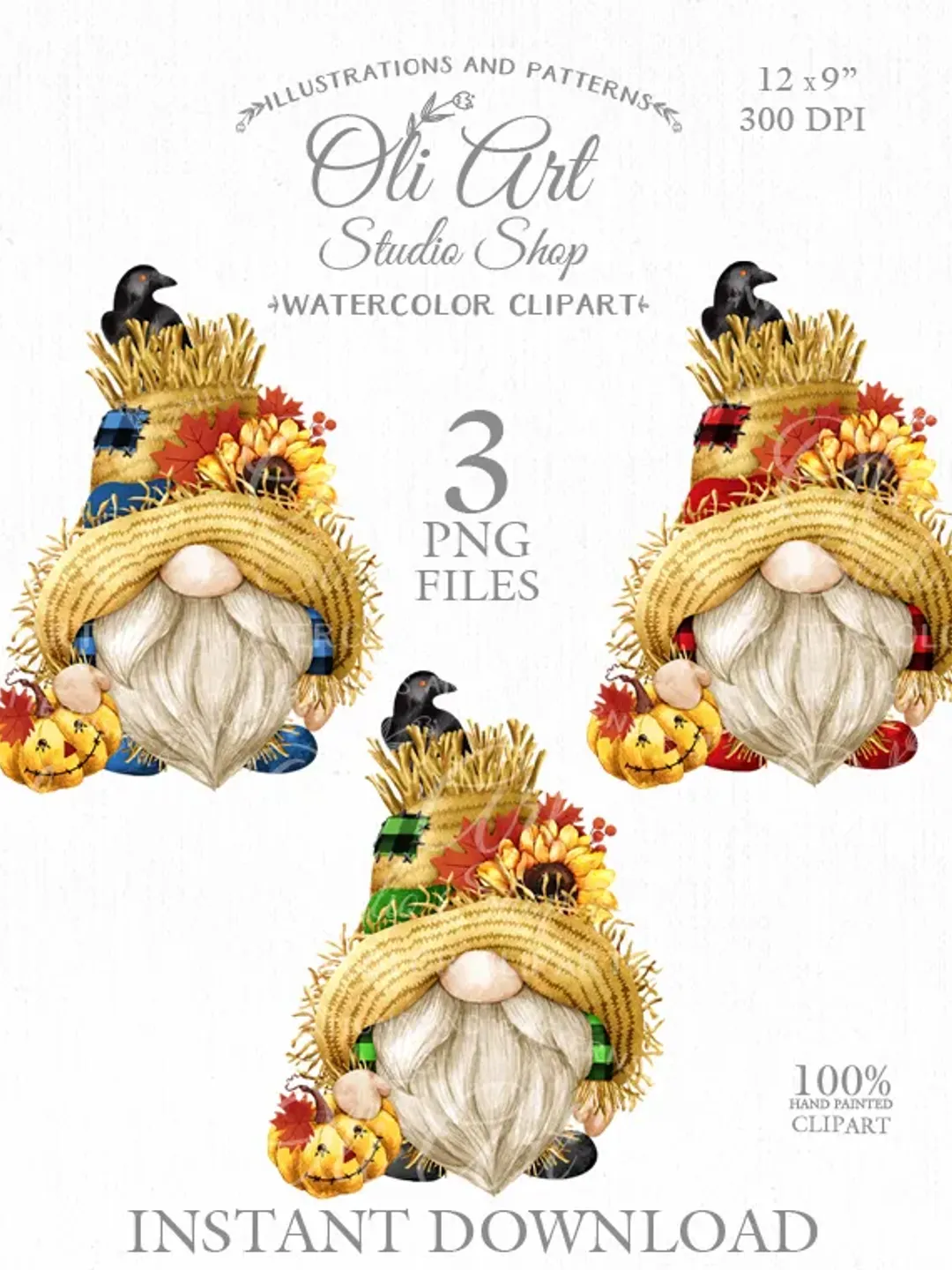 Fall gnomes clip art. Autumn gnome with an umbrella. Autumn leaves ...