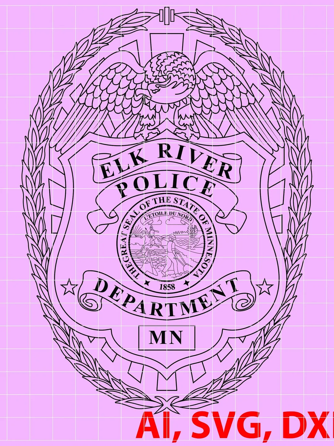 State of Minnesota Elk River Police Badge, Logo, Seal, Custom, Ai ...