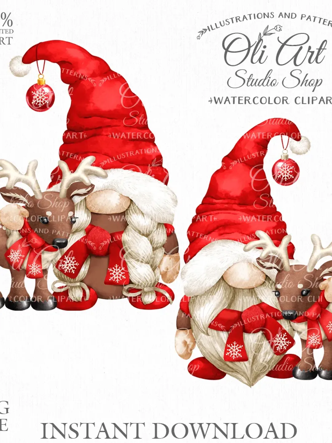 Christmas Gnome. Reindeer. Cute Characters, Hand Drawn graphics ...