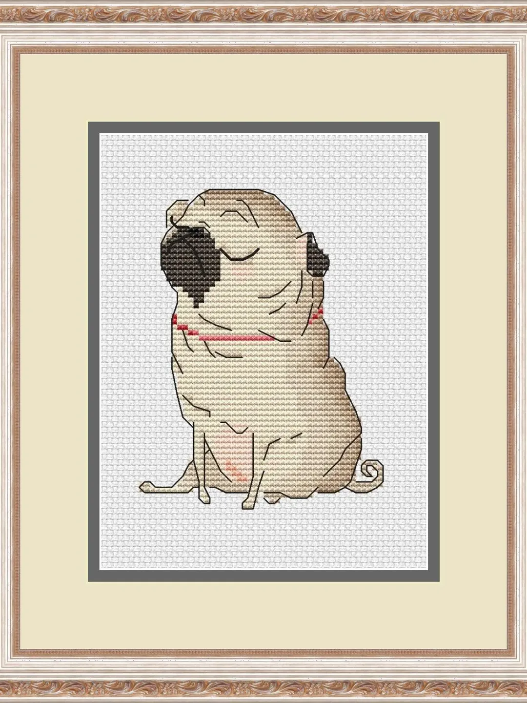 Pug cross stitch pattern, Dog embroidery pattern, Easy cross stitch ...