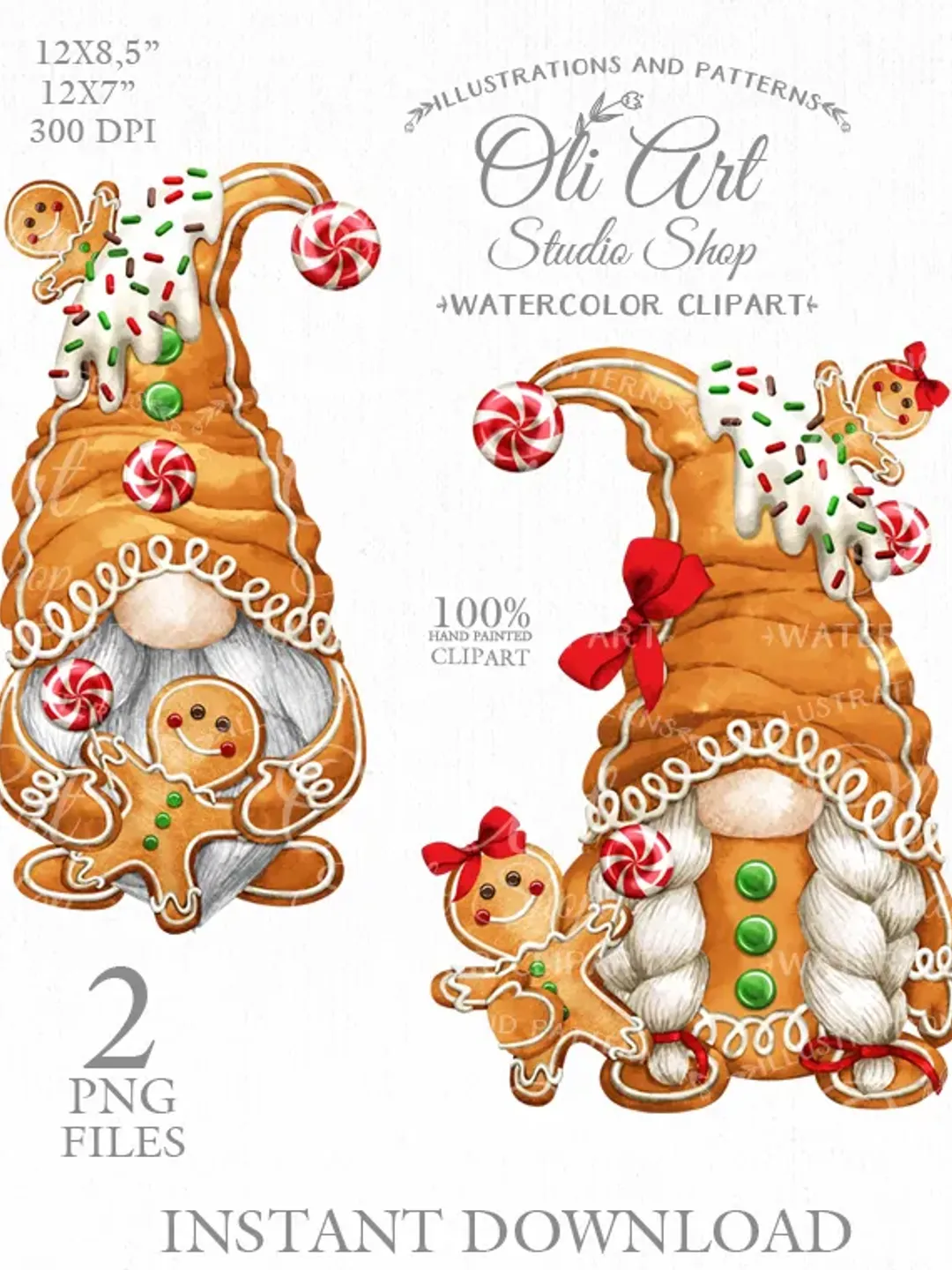 Christmas Gingerbread Family, Gingerbread Man Gnome Digital Clipart ...