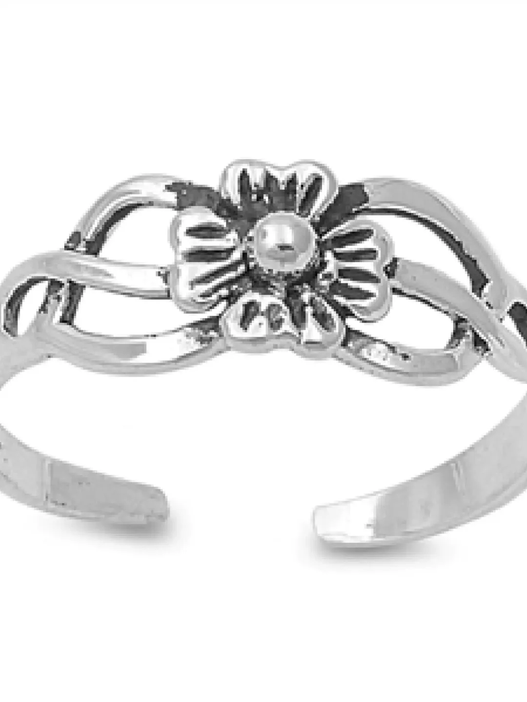 Sterling Silver Toe Ring, 925 Daisy Flowers Adjustable Toe Rings ...