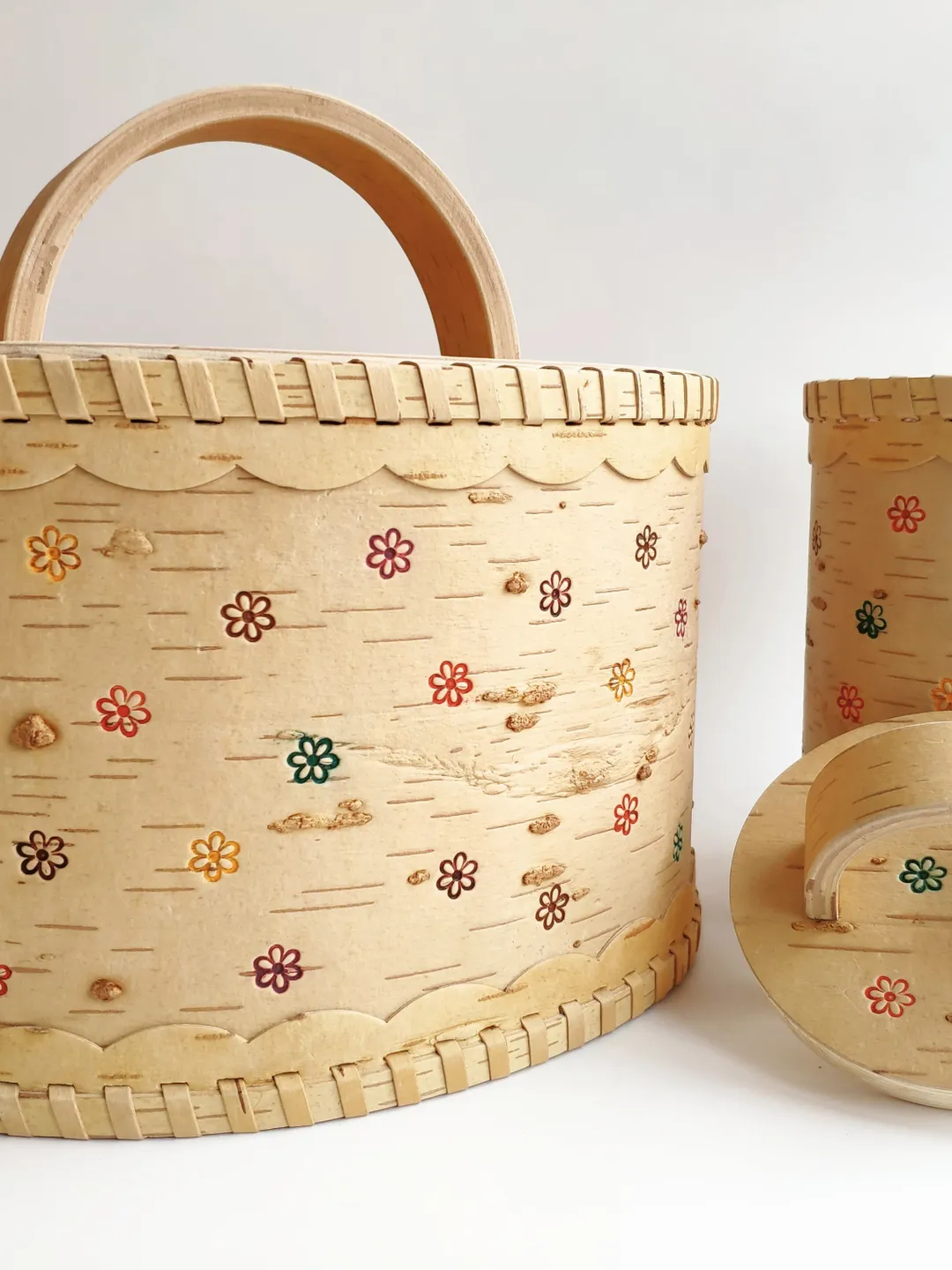 Birch bark box and large birch bark box set