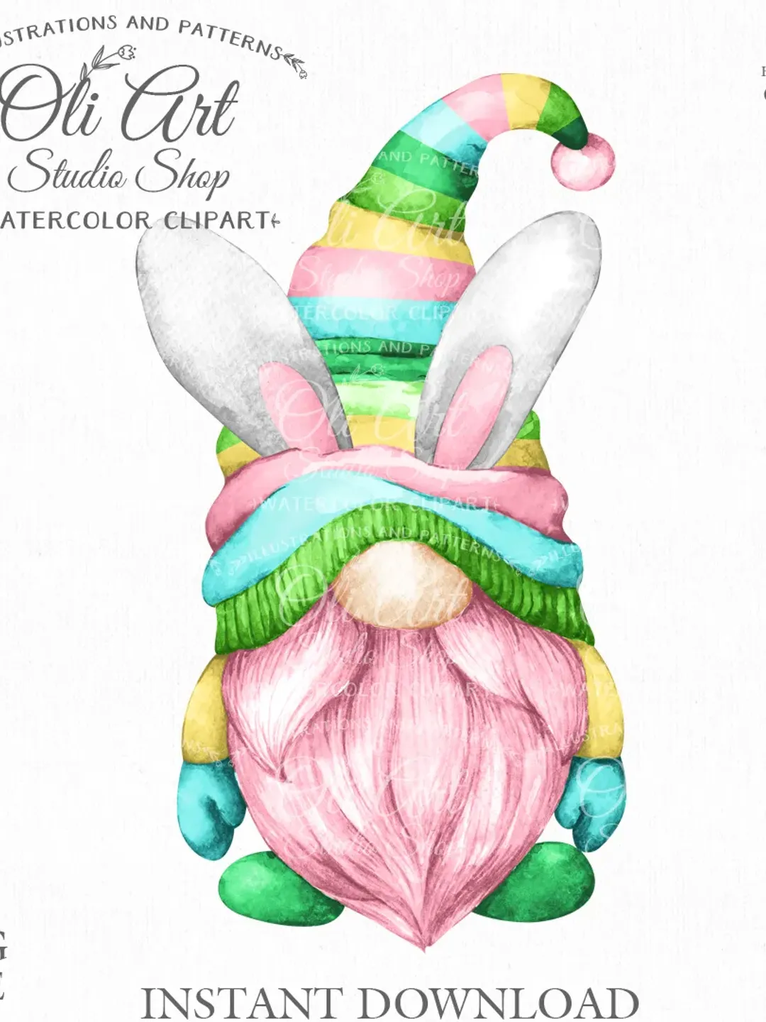 Easter Gnomes Clip Art. Bunny Ears Clip Art. Cute Characters, Hand ...