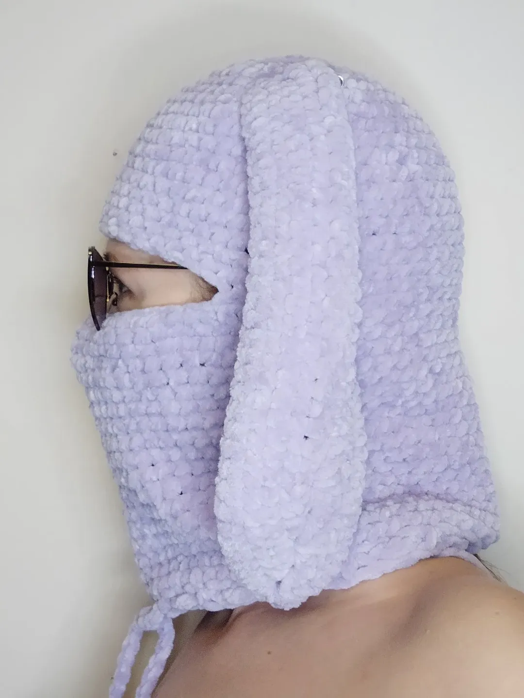 Lilac bunny balaclava Hand knit balaclava with rabbit ear Trendy ...