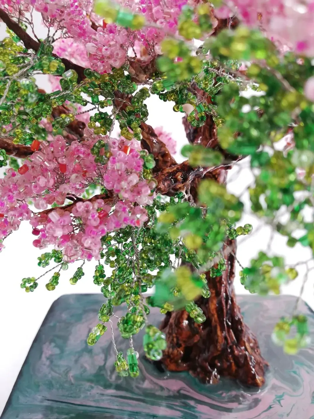 Beaded azalea blossom tree | tree ornament | art | realistic tree ...