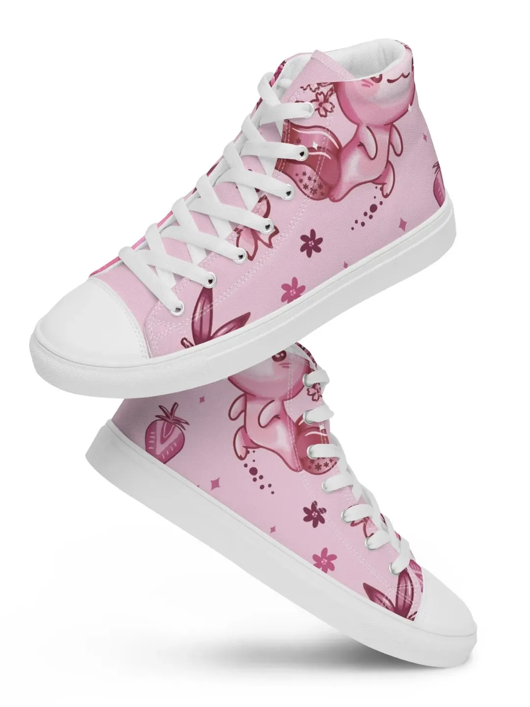 Pink Axolotl Kawaii Women’s High Top Canvas Shoes | Cute Canvas Hightop ...