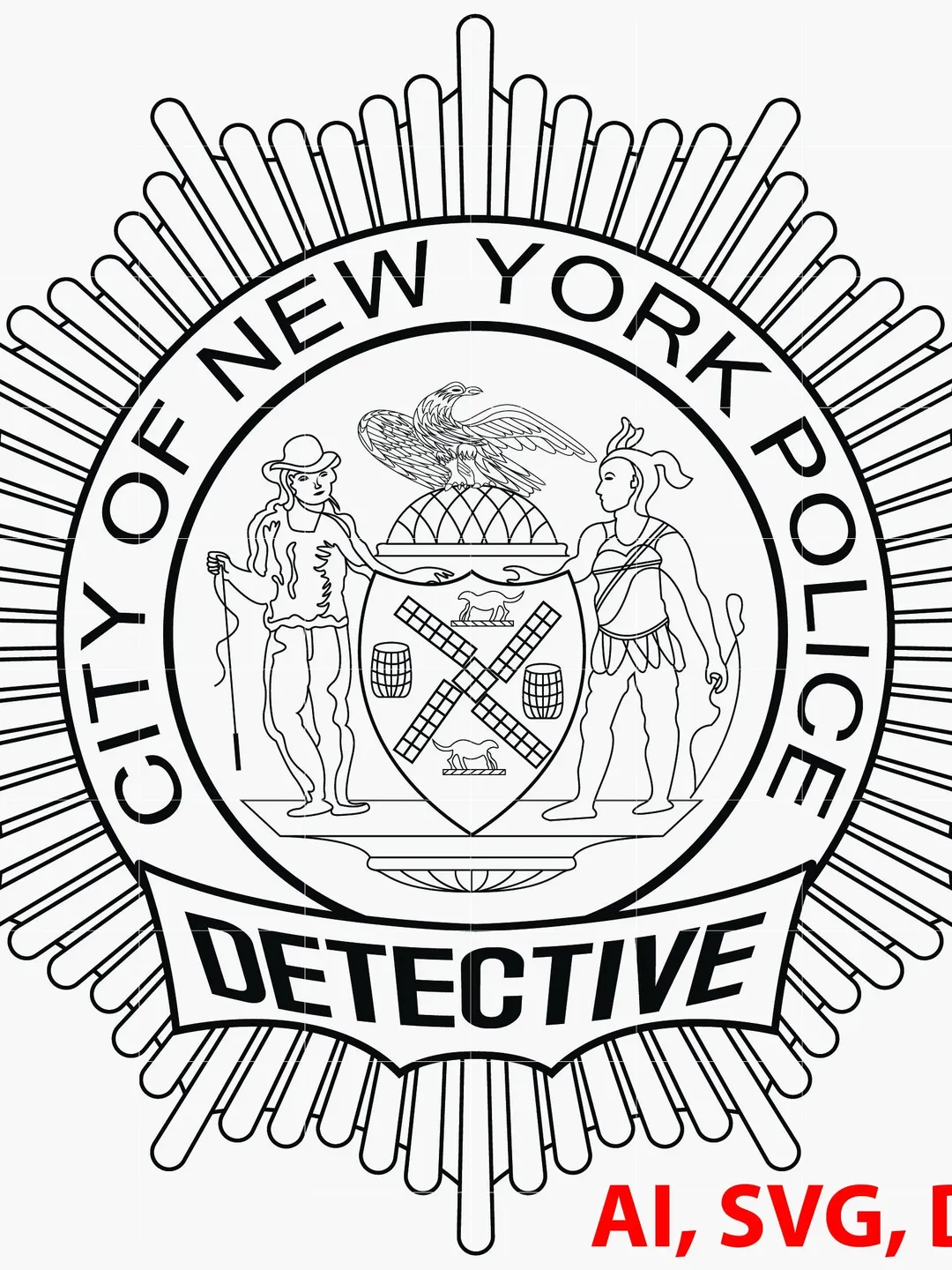 New York Detective Police Badge, Logo, Seal, Custom, Ai, Vector, SVG ...