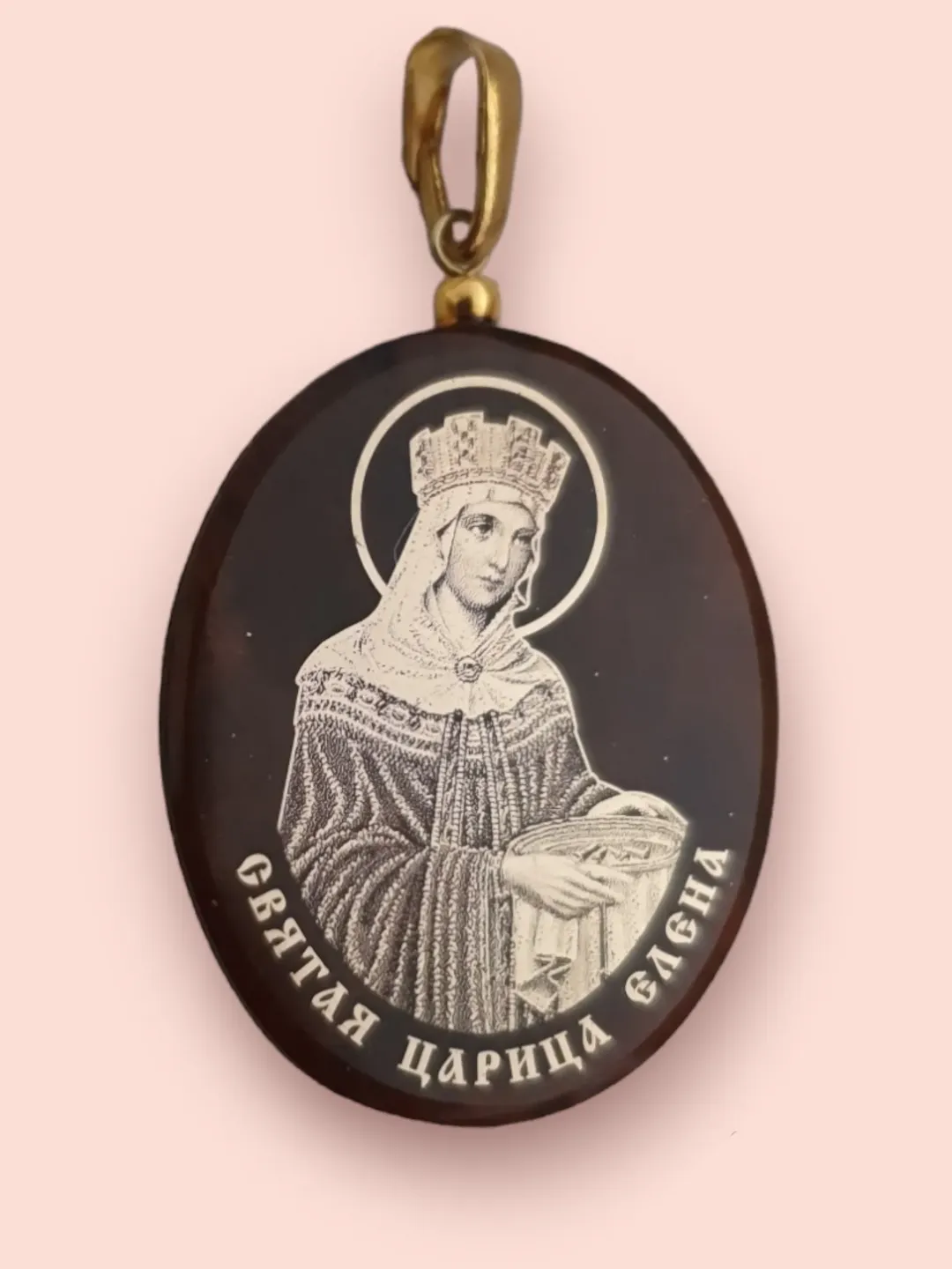 Saint Helena orthodox icon medallion made of volcanic lava from Mount ...