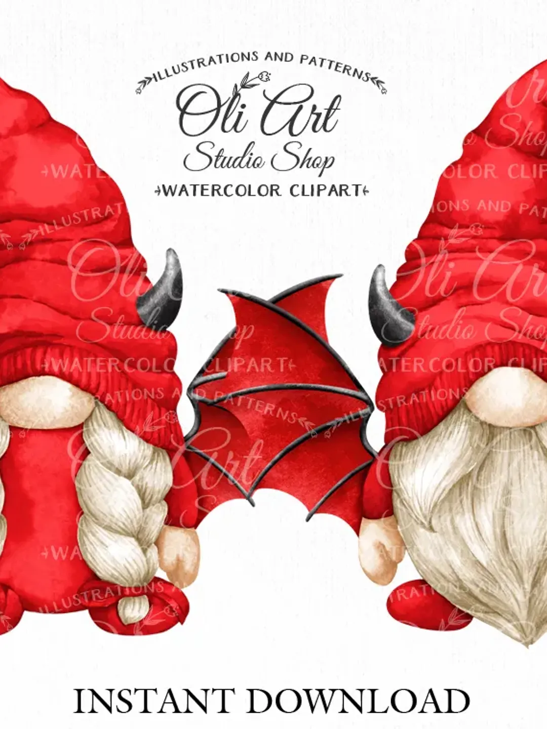Gnomes demon clipart, cute characters, digital download, Hand Drawn ...