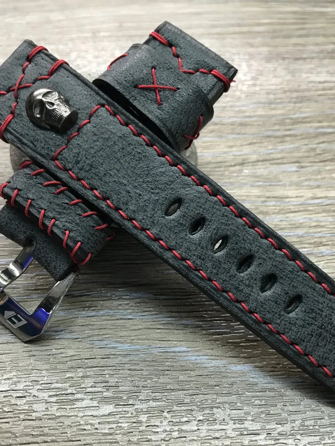 Distress Black Genuine Leather Wrist watch band, Customise Leather ...