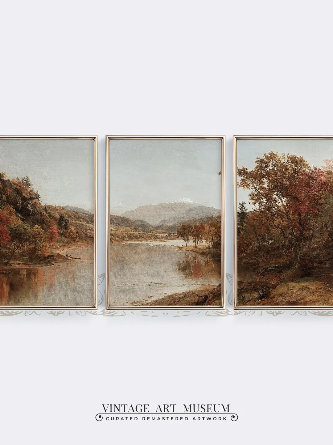 Landscape Triptych Wall Art, Vintage Autumn Prints, Large set Antique ...