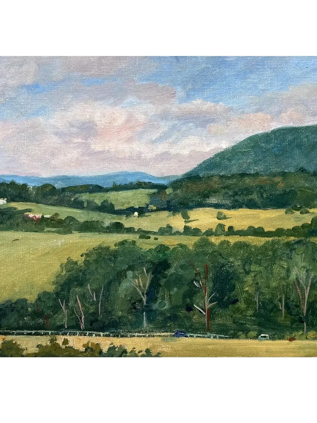 Original Berkshires Landscape Painting -Rolling Hills/Summer Sky- 14x24 ...