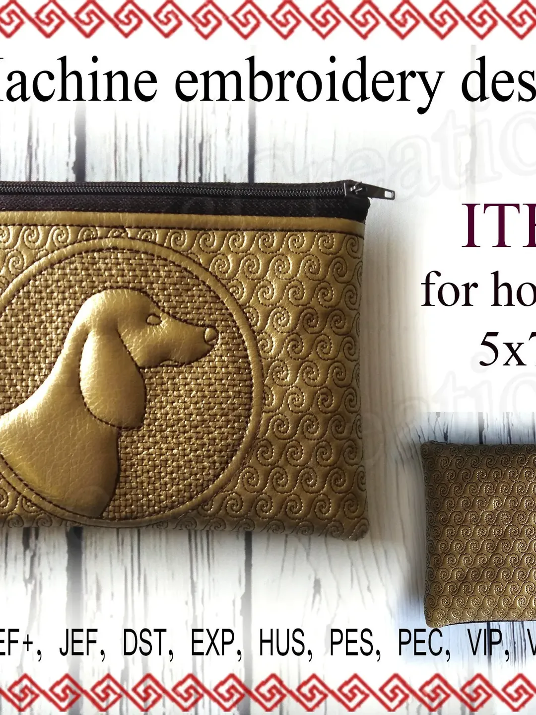 In the hoop Embroidery design Keyfob for dog with pocket