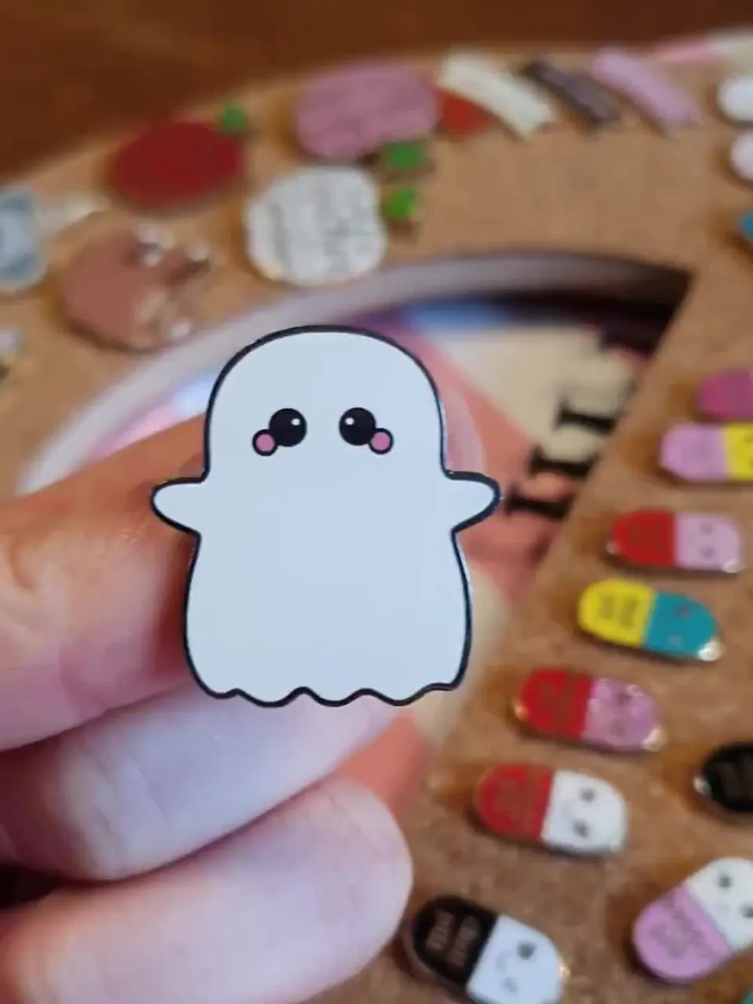 Cute ghost hard enamel pin. This spooky kawaii ghost enamel lapel pin ...