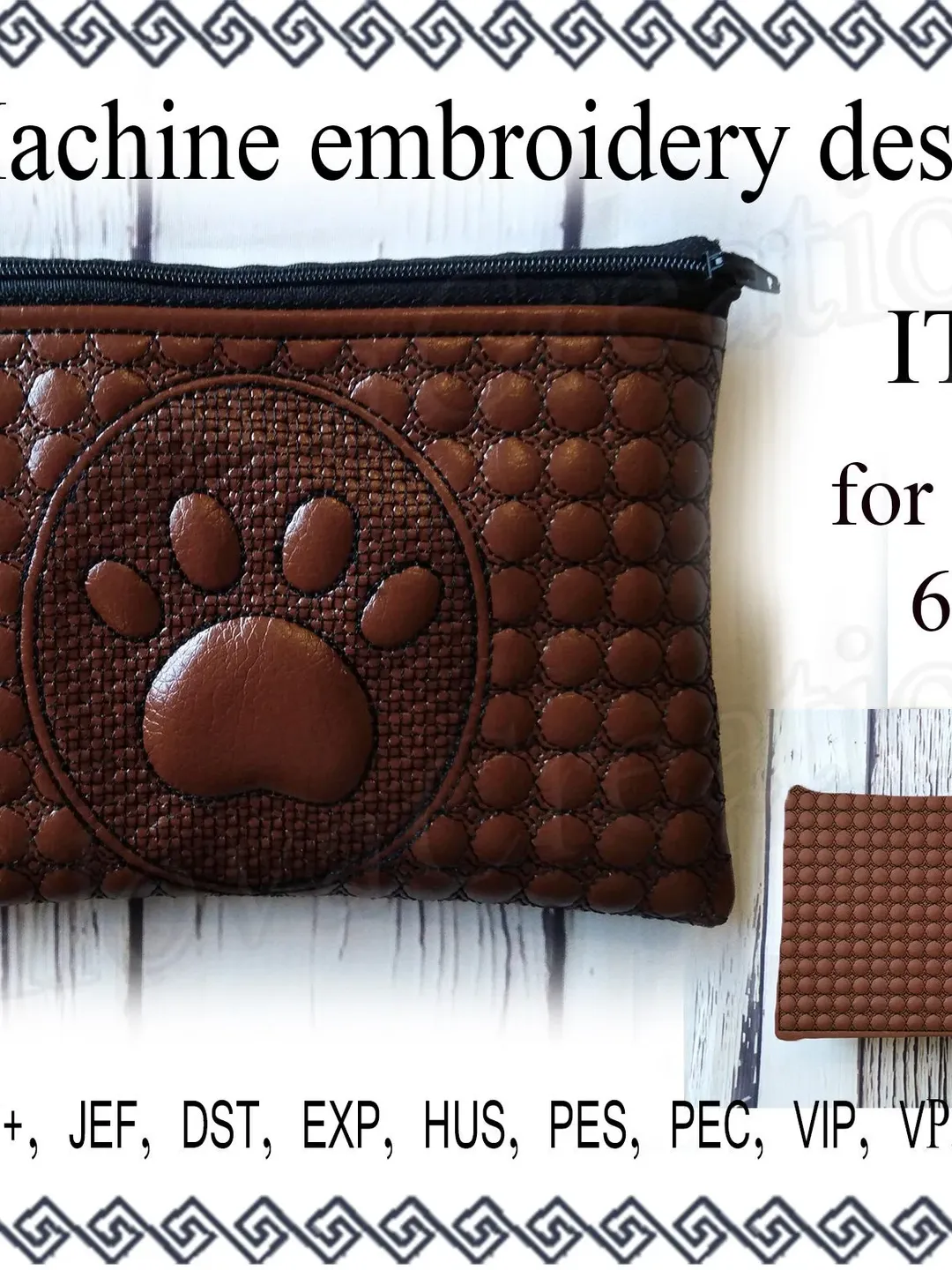 In the hoop Embroidery design Keyfob for dog with pocket