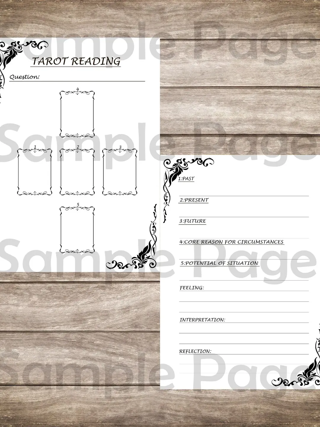 Tarot Reading Worksheets, Celtic Cross Worksheet Tarot, Five Card Cross ...