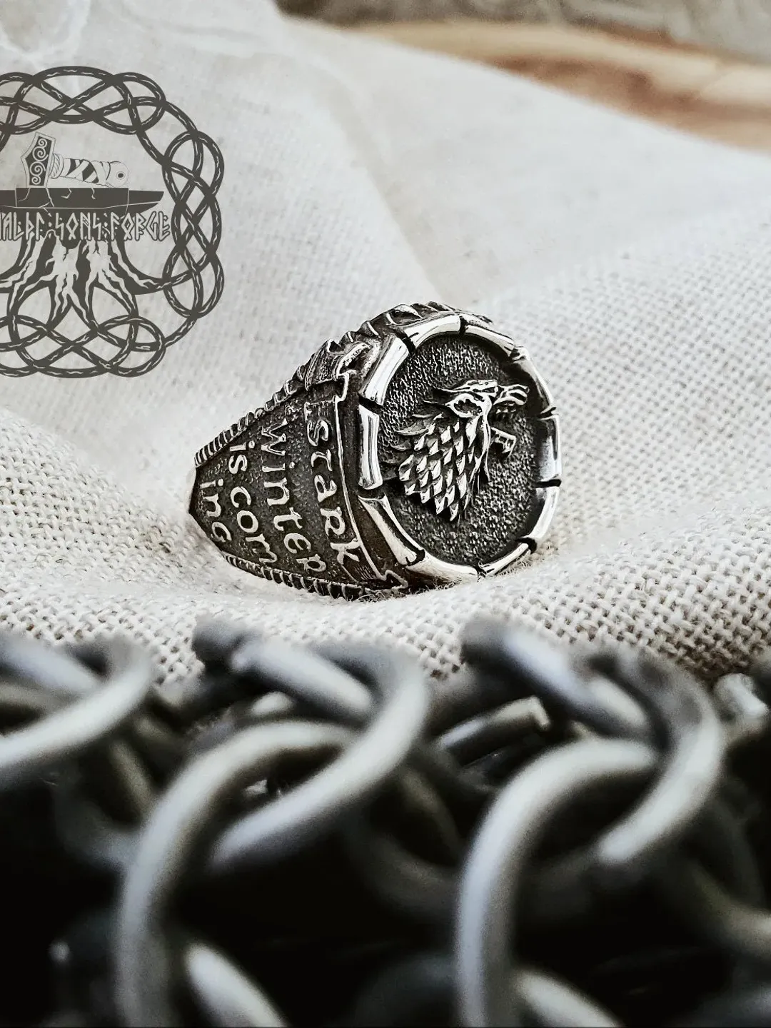 House Stark Ring, Sterling Silver Wolf Ring, Game of Thrones Cosplay ...