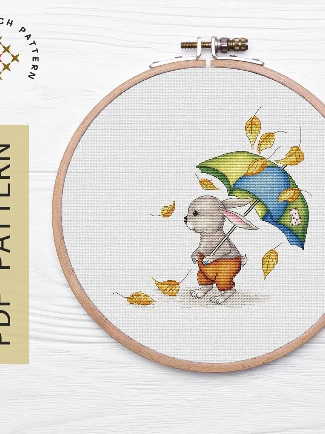 Rabbit Cross Stitch Pattern PDF, Animal Cross Stitch, Umbrella ...