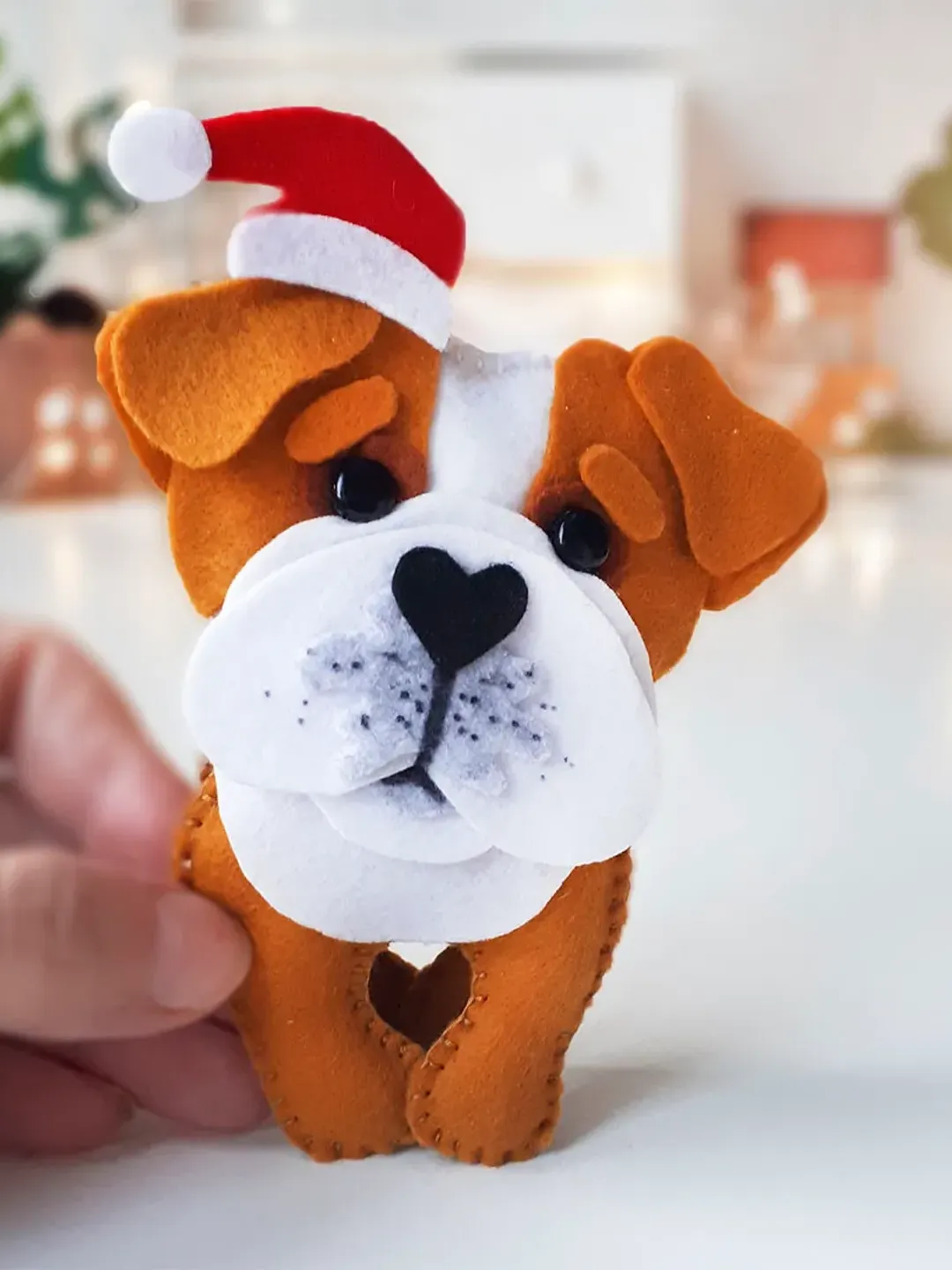 Christmas bulldog felt pattern , Santa dog tree ornaments , Animals svg ...