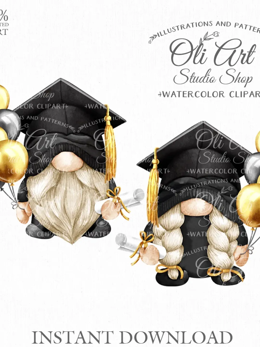 Graduation Gnome Clipart. University alumni. Hand Drawn Graphics ...