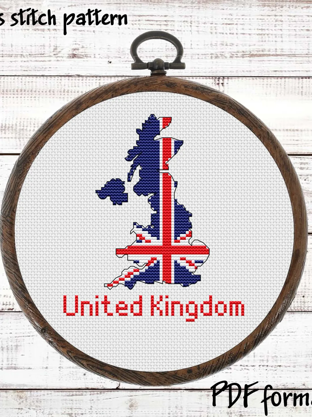United Kingdom Map Cross Stitch pattern modern, Great Britain Flag ...