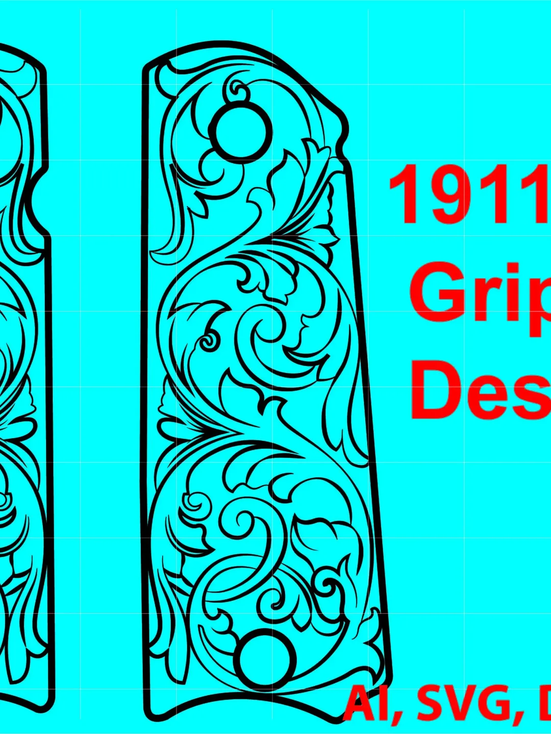 1911 Gun Scroll design, Custom, Ai, Vector, SVG, DXF, PNG,