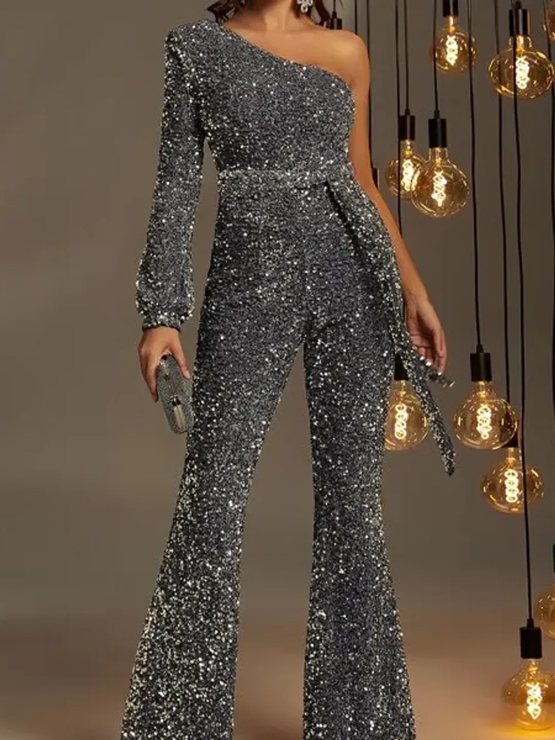 Red Sequin Spaghetti Strap Fringe Trim Romper Jumpsuit Wedding Party ...