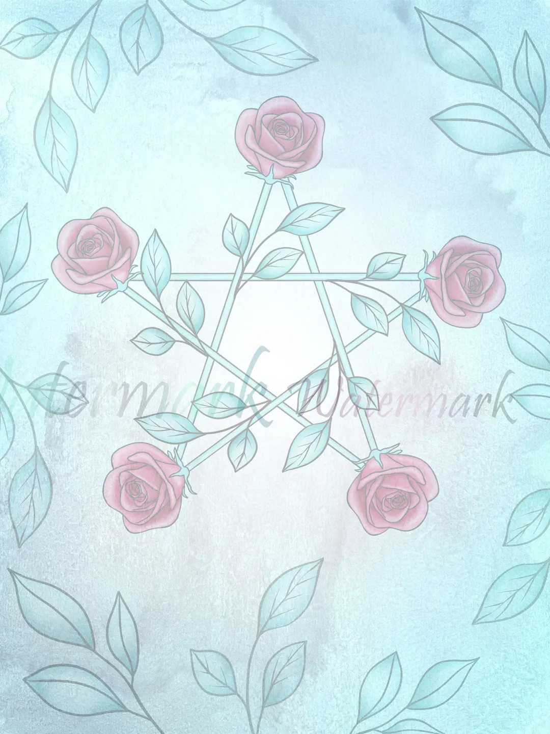 Rose Pentagram Stationery Set | Floral Pentagram Writing Paper | Love ...
