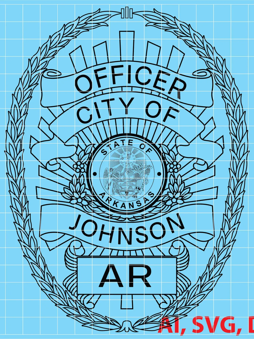 State of Arkansas Johnson Police Officer Logo, Seal, Badge, Custom, Ai ...