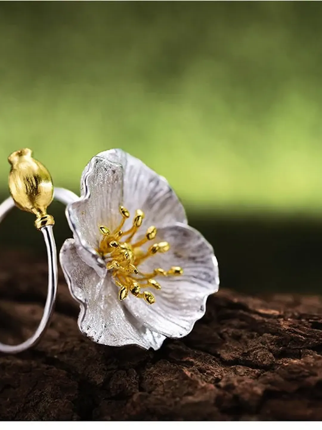 925 Silver Poppy Flower Ring, Poppy Ring, Silver Poppy Ring, Handmade ...