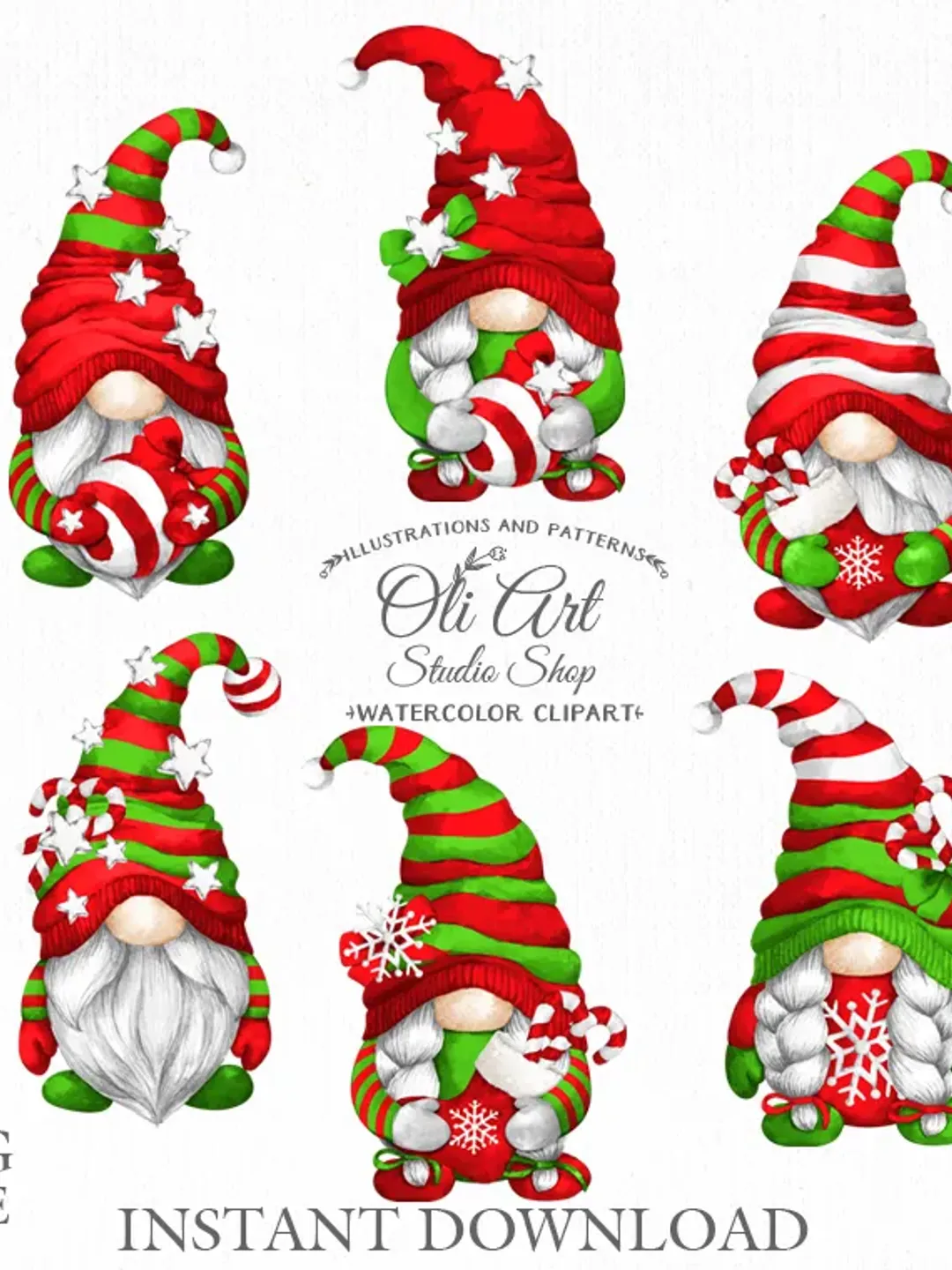 Watercolor christmas gnomes clipart, Cute characters. Design Digital ...