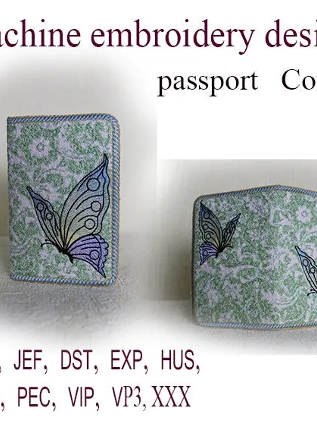 In the Hoop Passport cover with letter and rose Machine embroidery ...