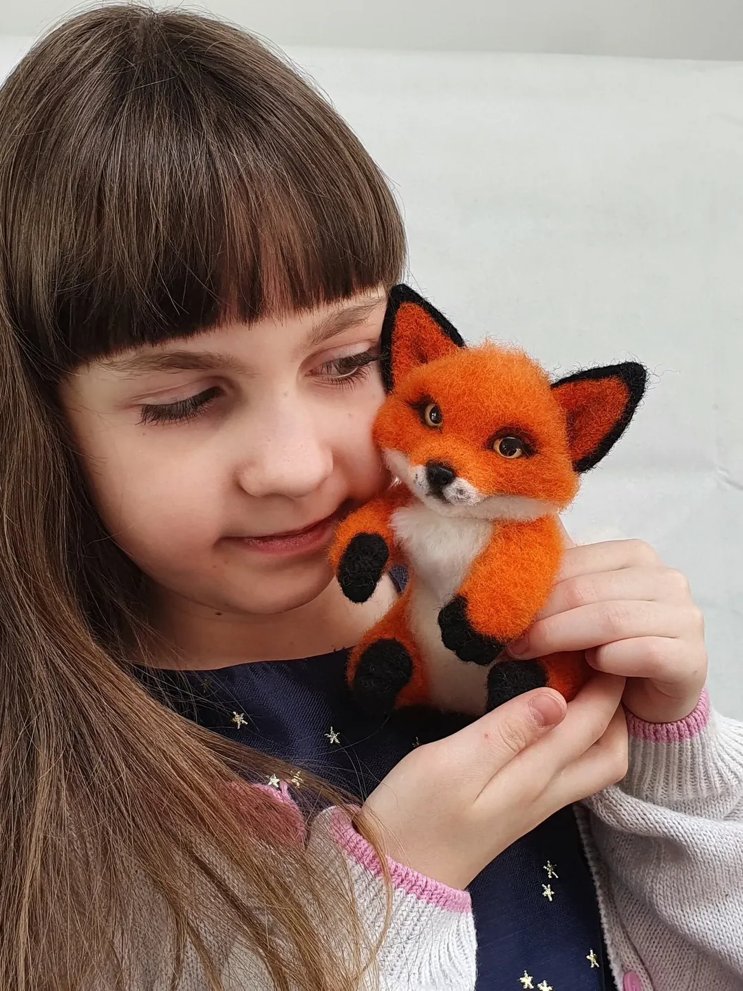 Small fox-girl of dry felting. Fox for decorating a room. A toy made of ...