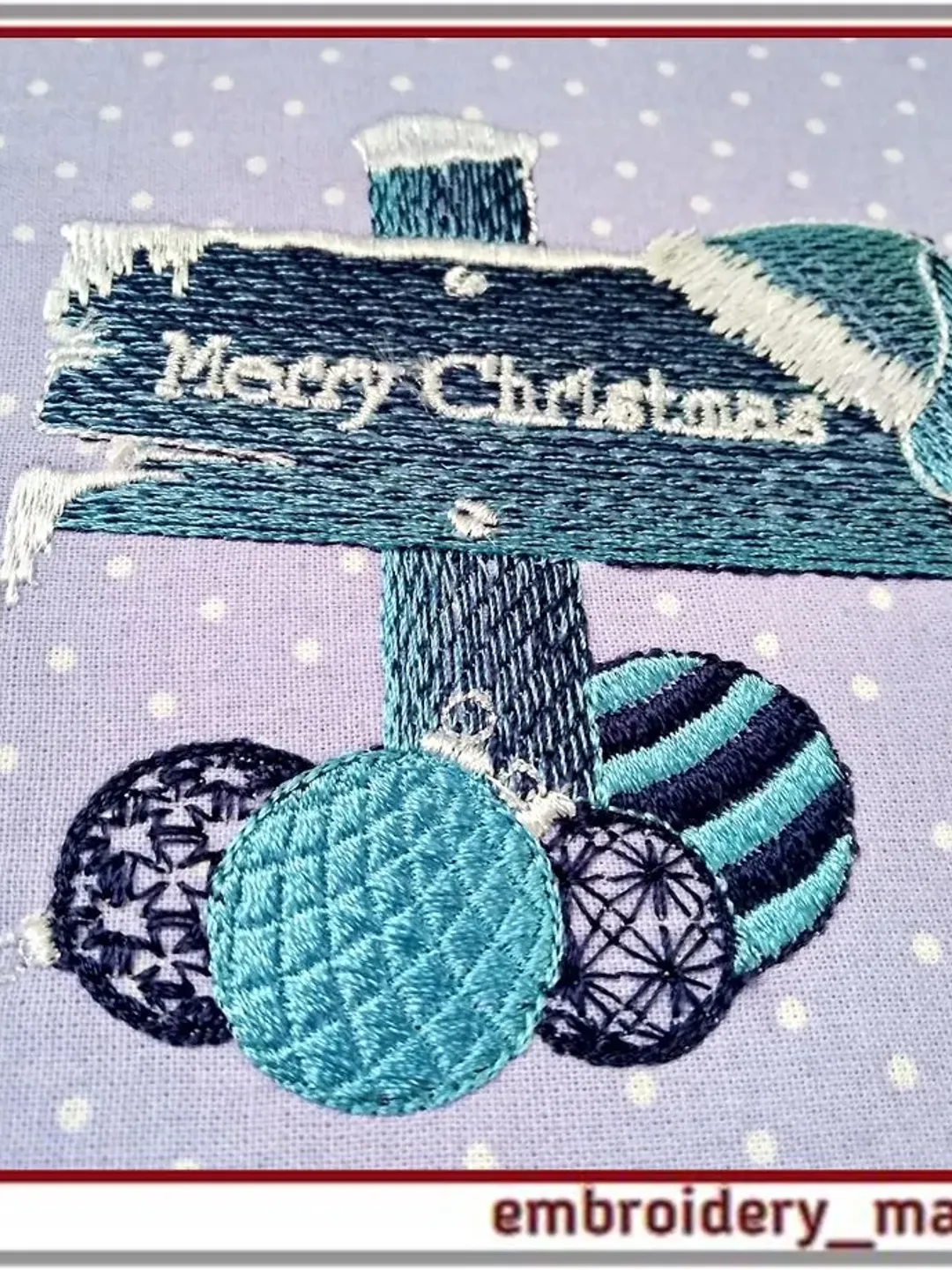 Digital machine embroidery design Christmas card