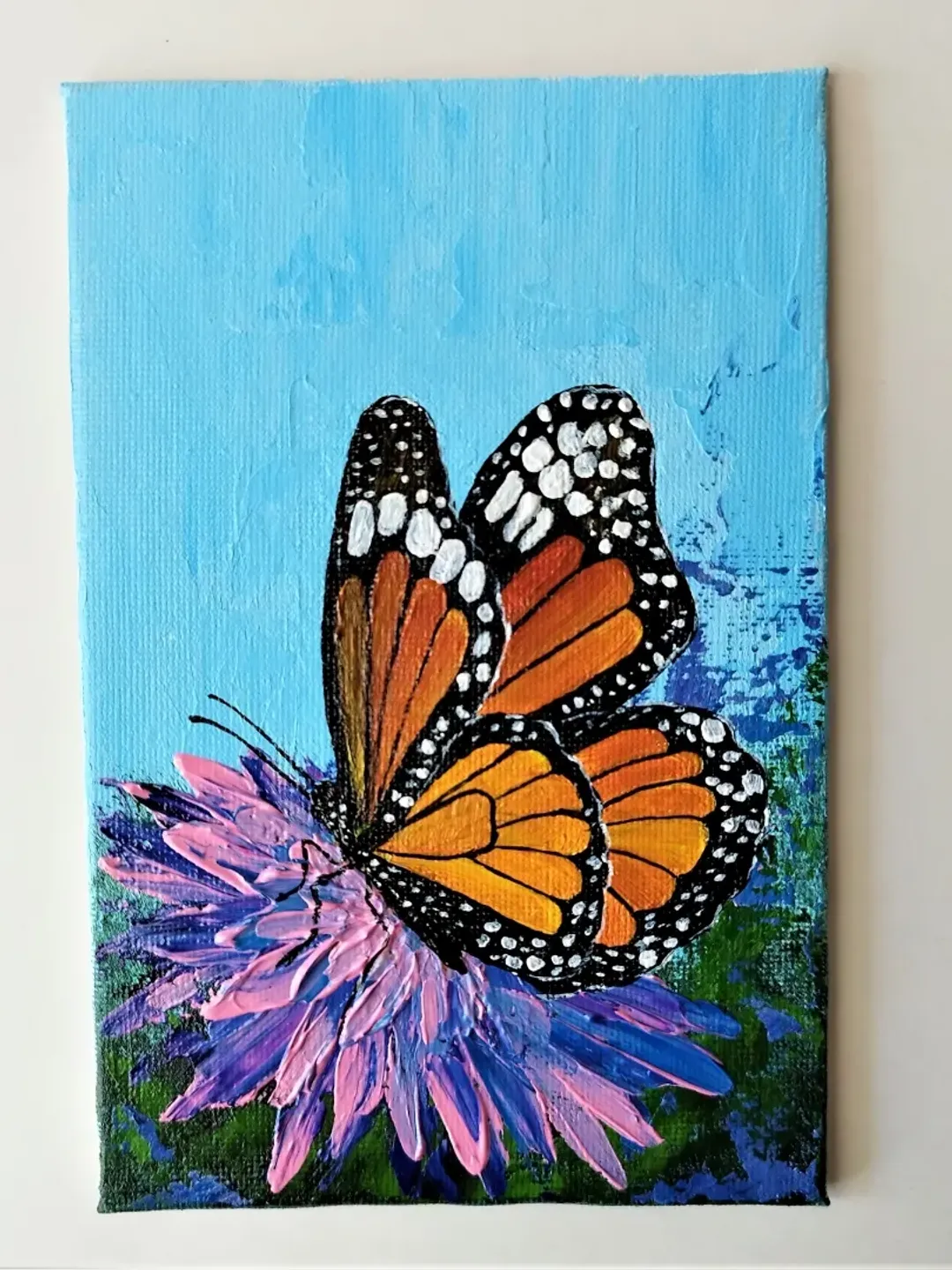 Monarch Butterfly Painting: Acrylic Insect Art Small - Shop Now!