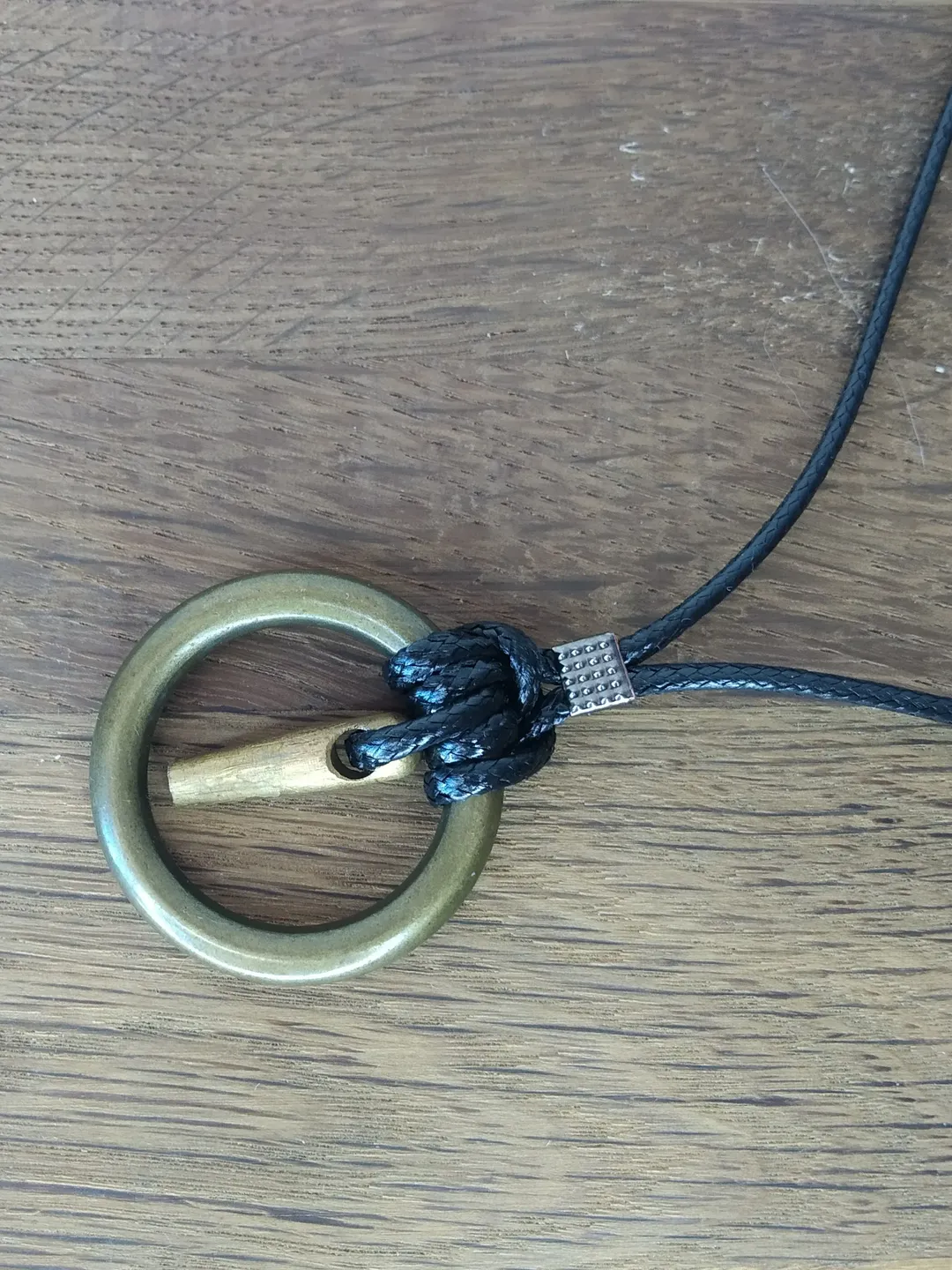 Dystopian necklace for men Brass circle pendant on cord Post ...