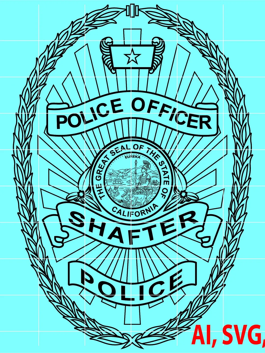 Police Badge, State of California Shafter Police Officer Badge, Logo ...