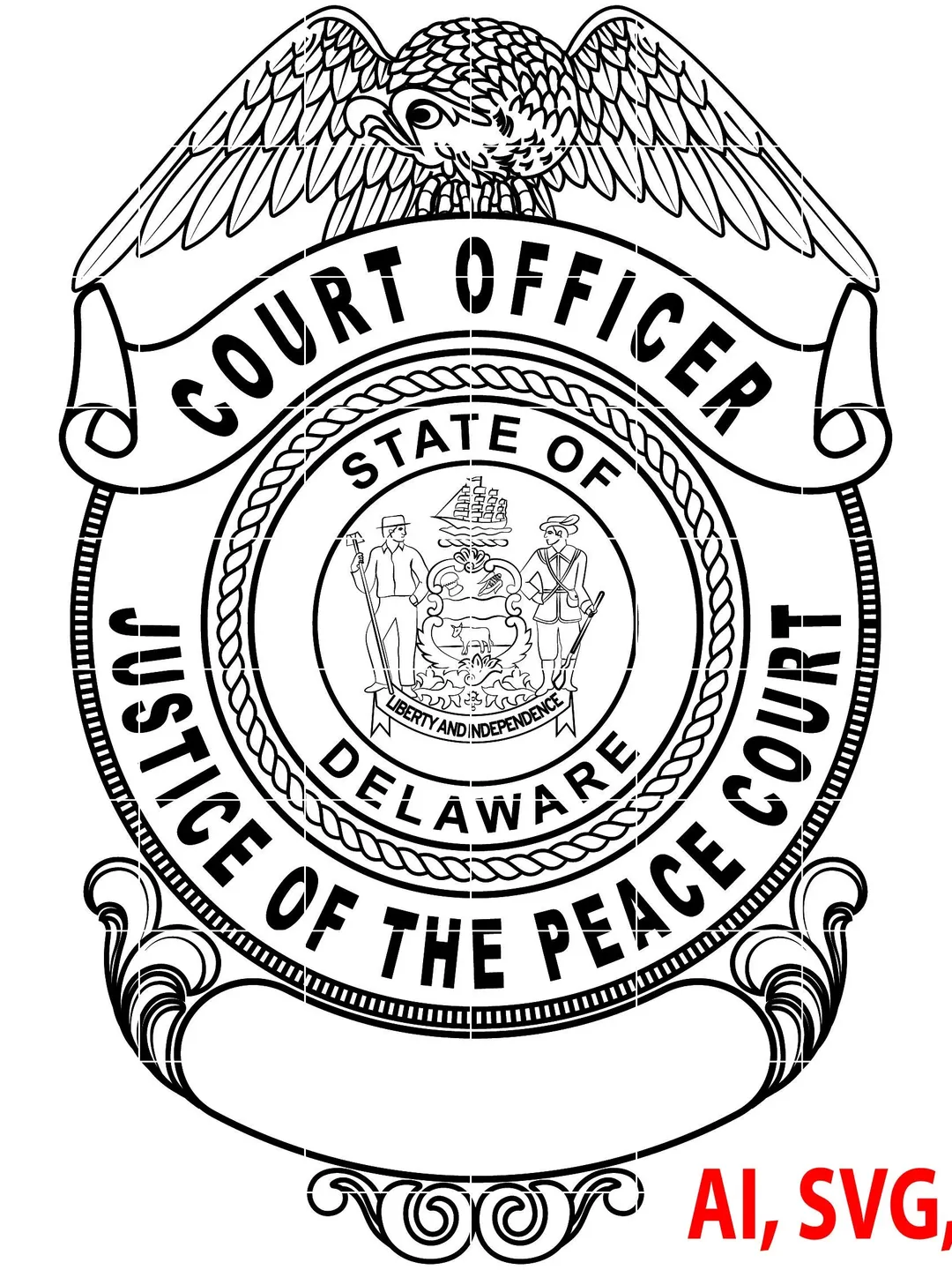 State of Delaware Justice of the Peace Court Officer Badge, Logo, Seal ...