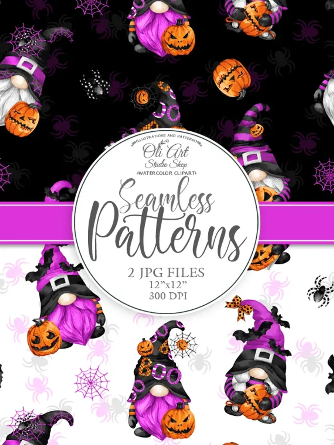 Happy Halloween Pink Gnome Digital Clipart, Halloween Pumpkin, Cute ...