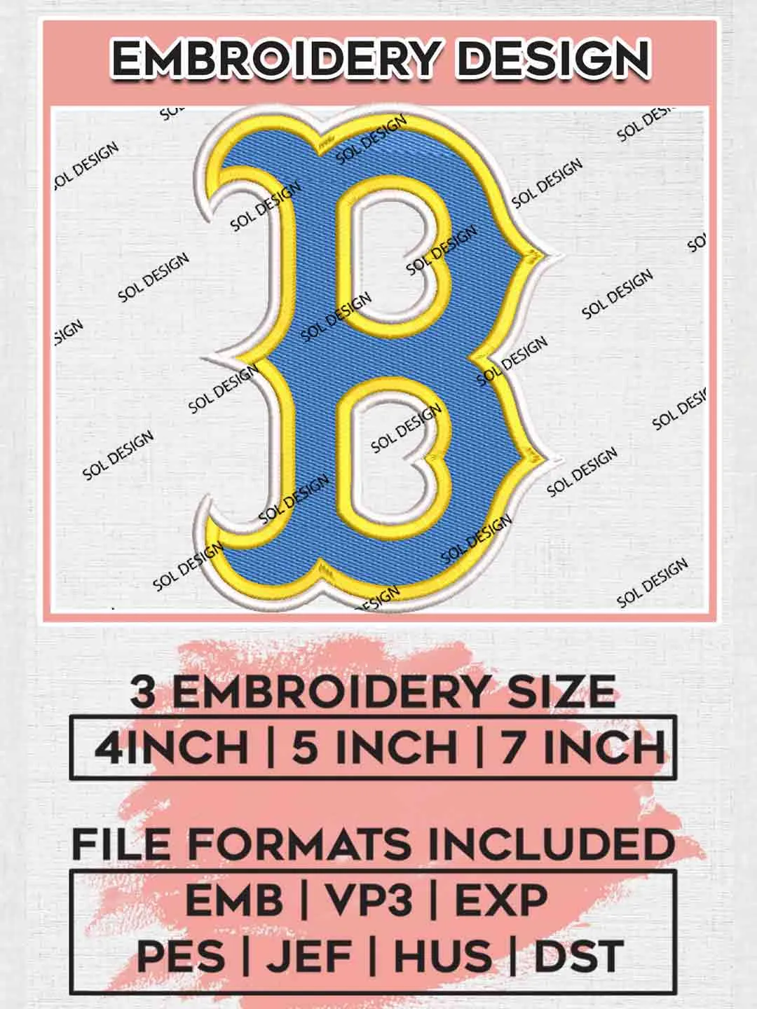 MLB Boston Red Sox Letter B Logo Embroidery Files, MLB Red Sox Team ...