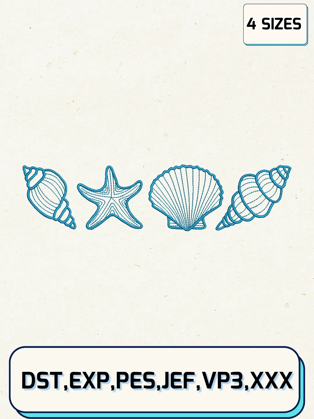 Sea Shells Logos Embroidery Design Files, Summer Logos Embroidery ...