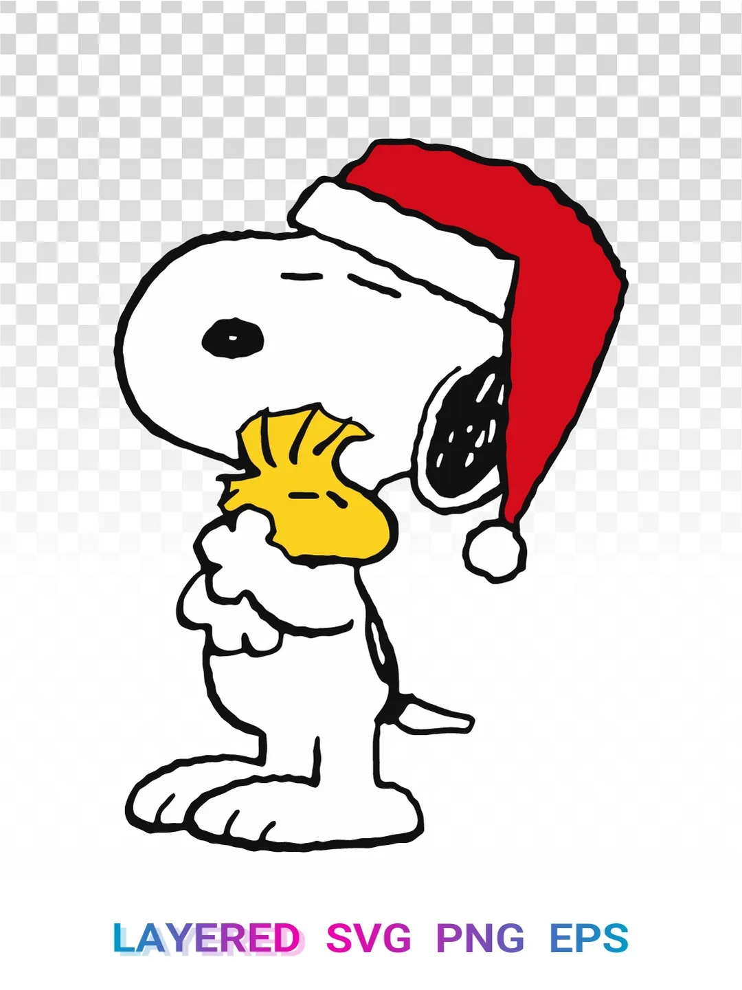 Snoopy Woodstock Christmas SVG, Peanuts Santa Hat PNG
