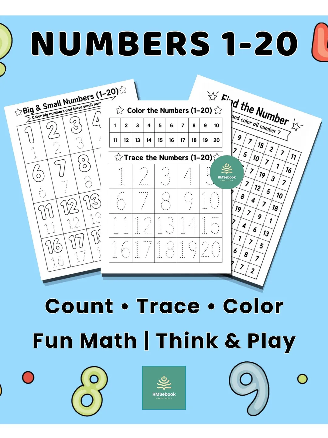 Numbers 1–20 Worksheets for Kids | Count, Trace & Color Activities ...