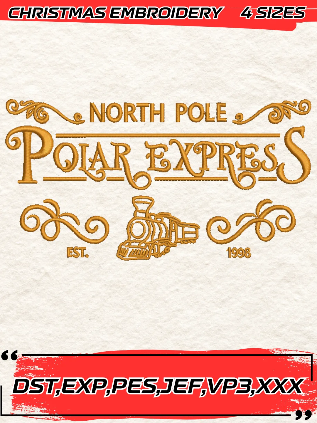 North Pole Polar Express Embroidery Design,Christmas Embroidery Design ...